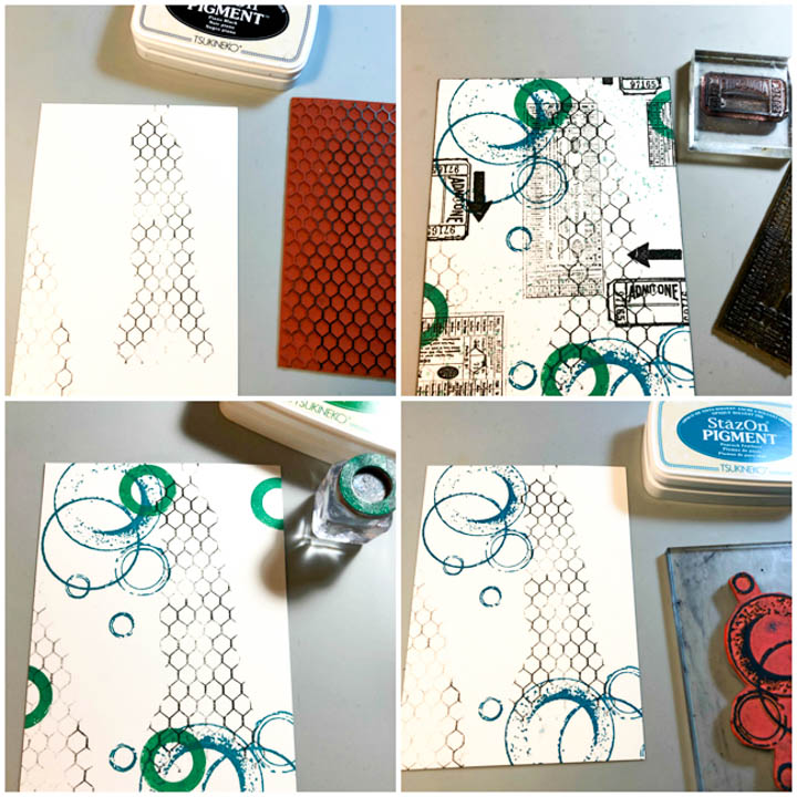 Create a Stamped Collage Using StazOn Pigment Inkpad | Imagine Blog