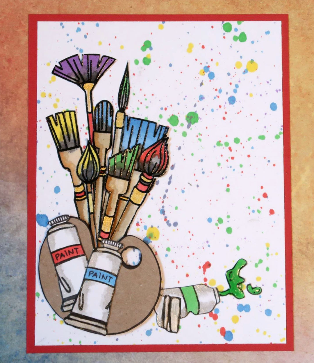 Create a Paint Brush Splatter Style Card with Waffle Flower Stamps ...
