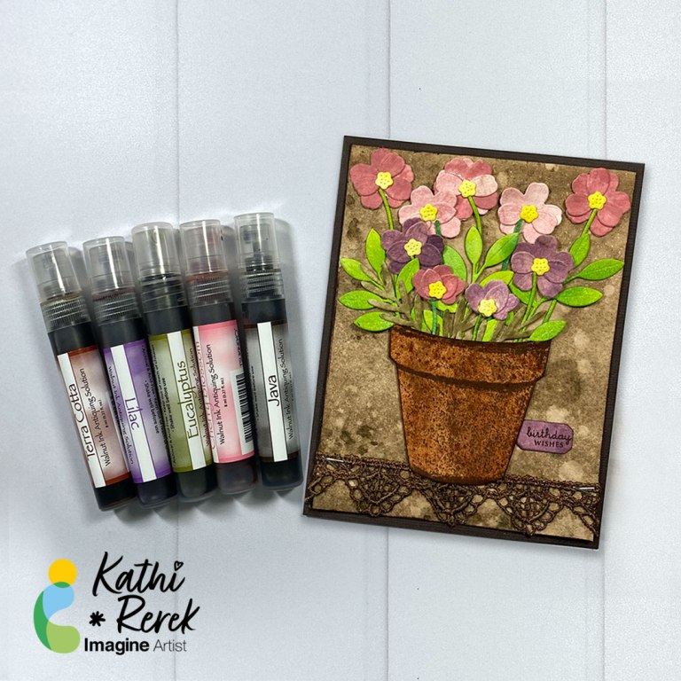 Make A Vintage Inspired Birthday Card Using Walnut Inks | Imagine Blog